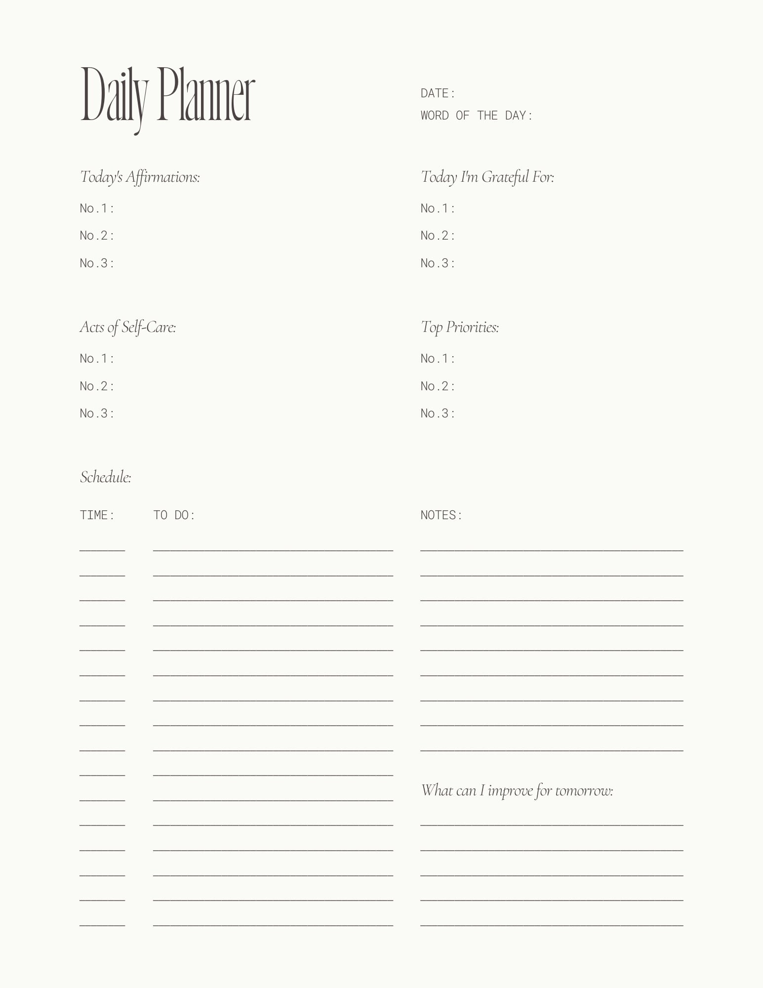 Daily Planner Printable Canva Template - Etsy