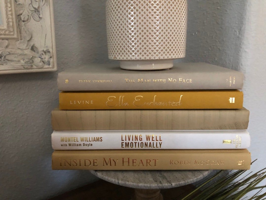 Neutral Color Book Stack, Decorative Book Props, Book Bundle ...