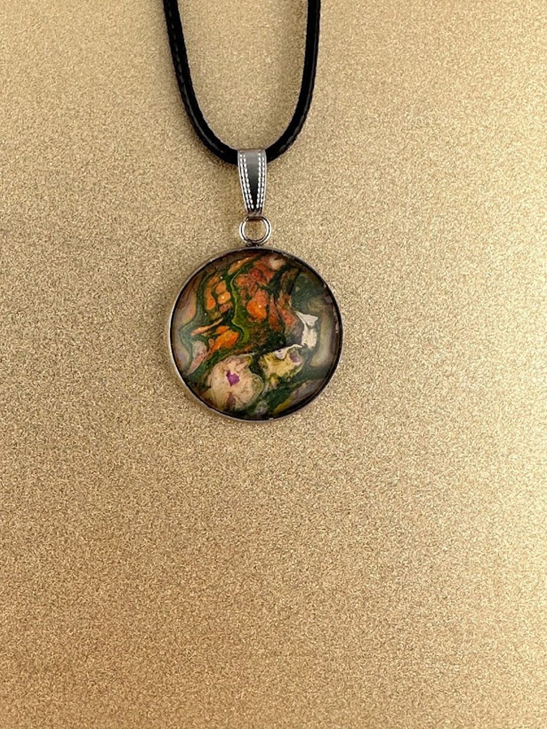 Fluid Art Necklace, Paint Pour Jewelry, Handmade Jewelry, Unique Gift ...