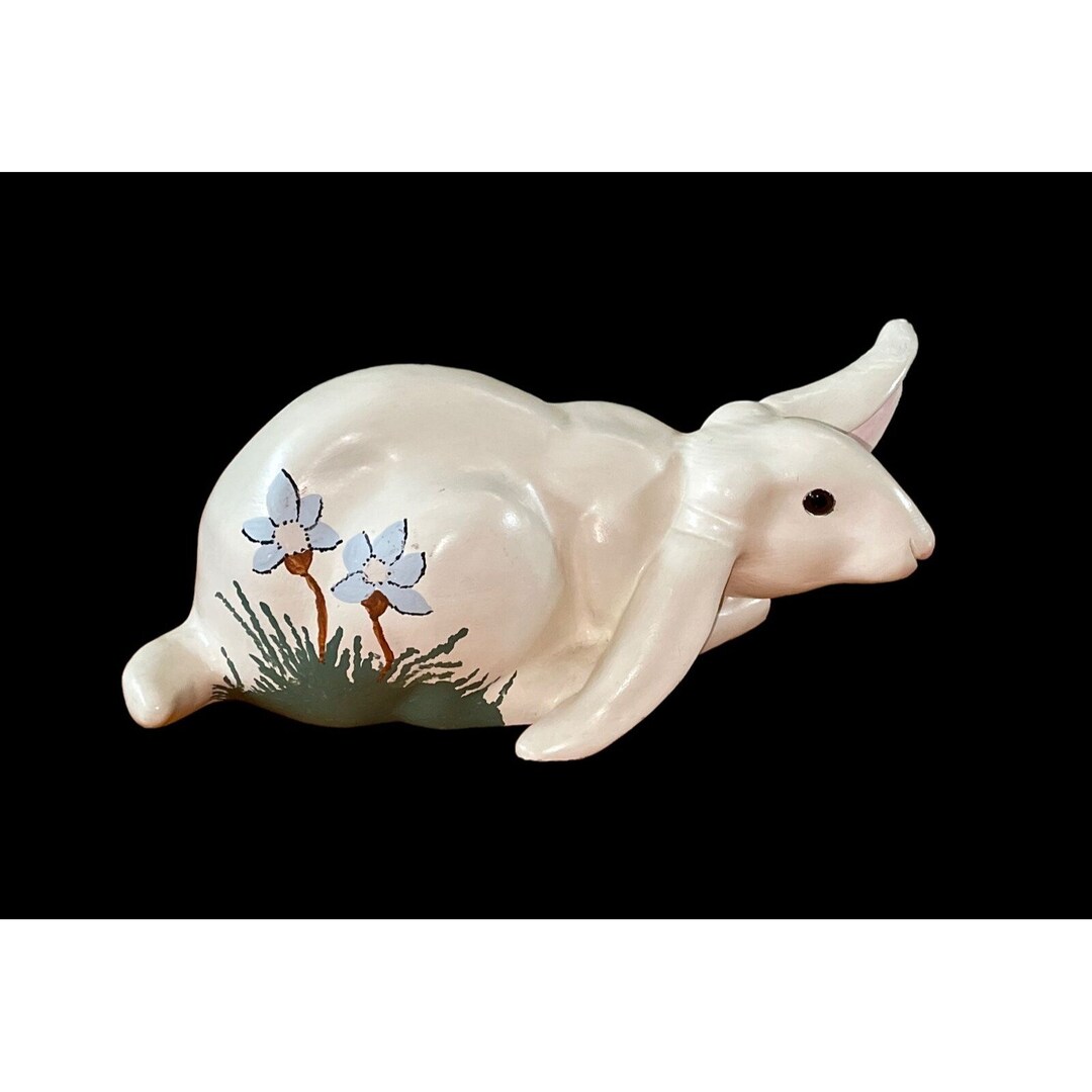 Vtg LEO KOPPY Bunny Rabbit Artist Signed Hand Carved Wood Sculpture USA ...