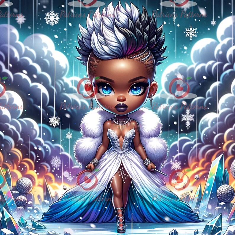 Seasonal Majesty Series PNG Files: Chibi-style Elemental Queens of Fire ...