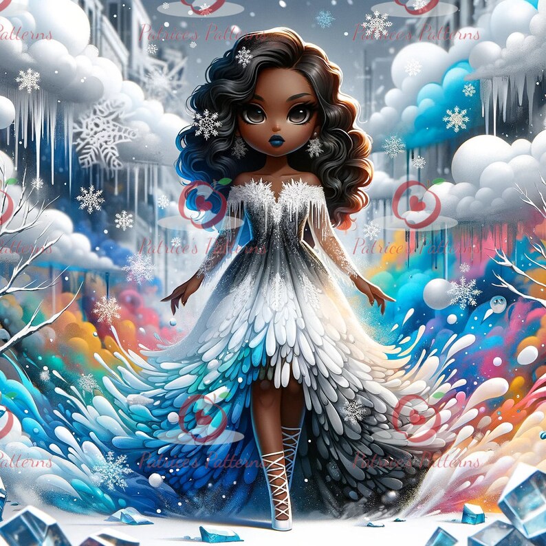 Seasonal Majesty Series PNG Files: Chibi-style Elemental Queens of Fire ...