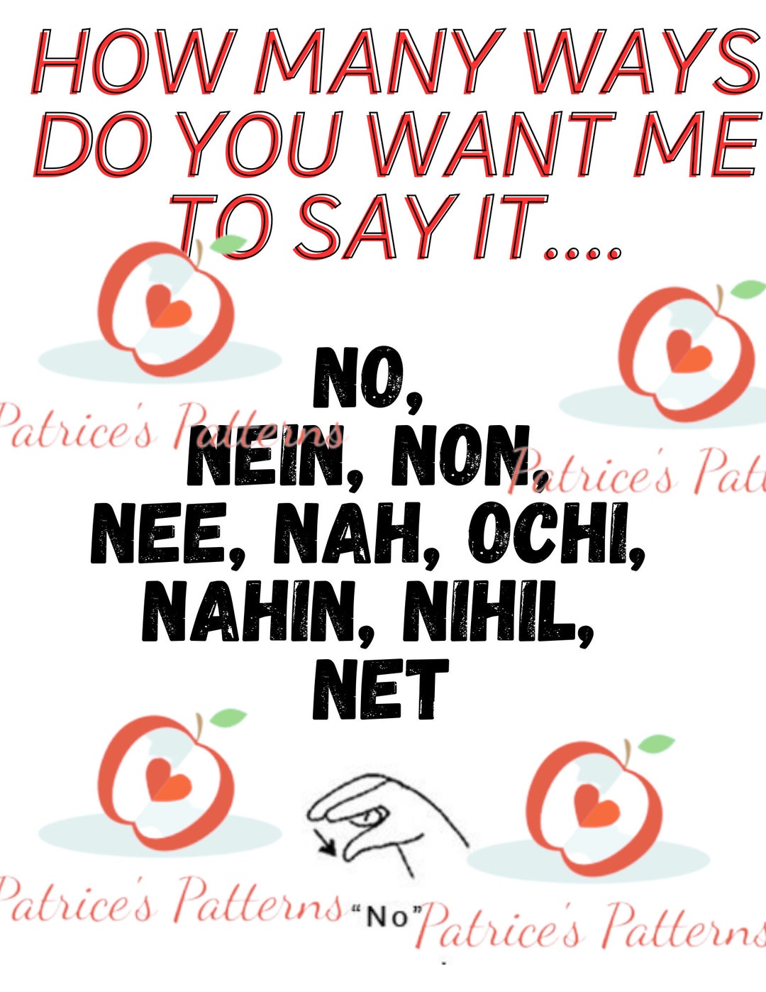 How Many Ways to Say No: PNG, SVG, and PDF Download, Humorous, Digital ...