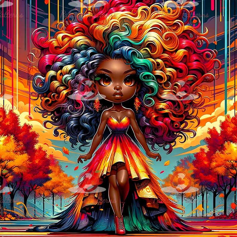 Seasonal Majesty Series PNG Files: Chibi-style Elemental Queens of Fire ...