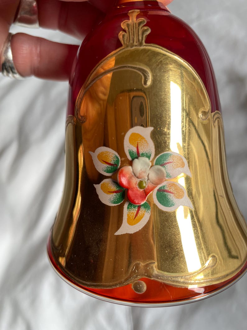 Gorgeous Red and Gold Murano Glass Bell - Etsy