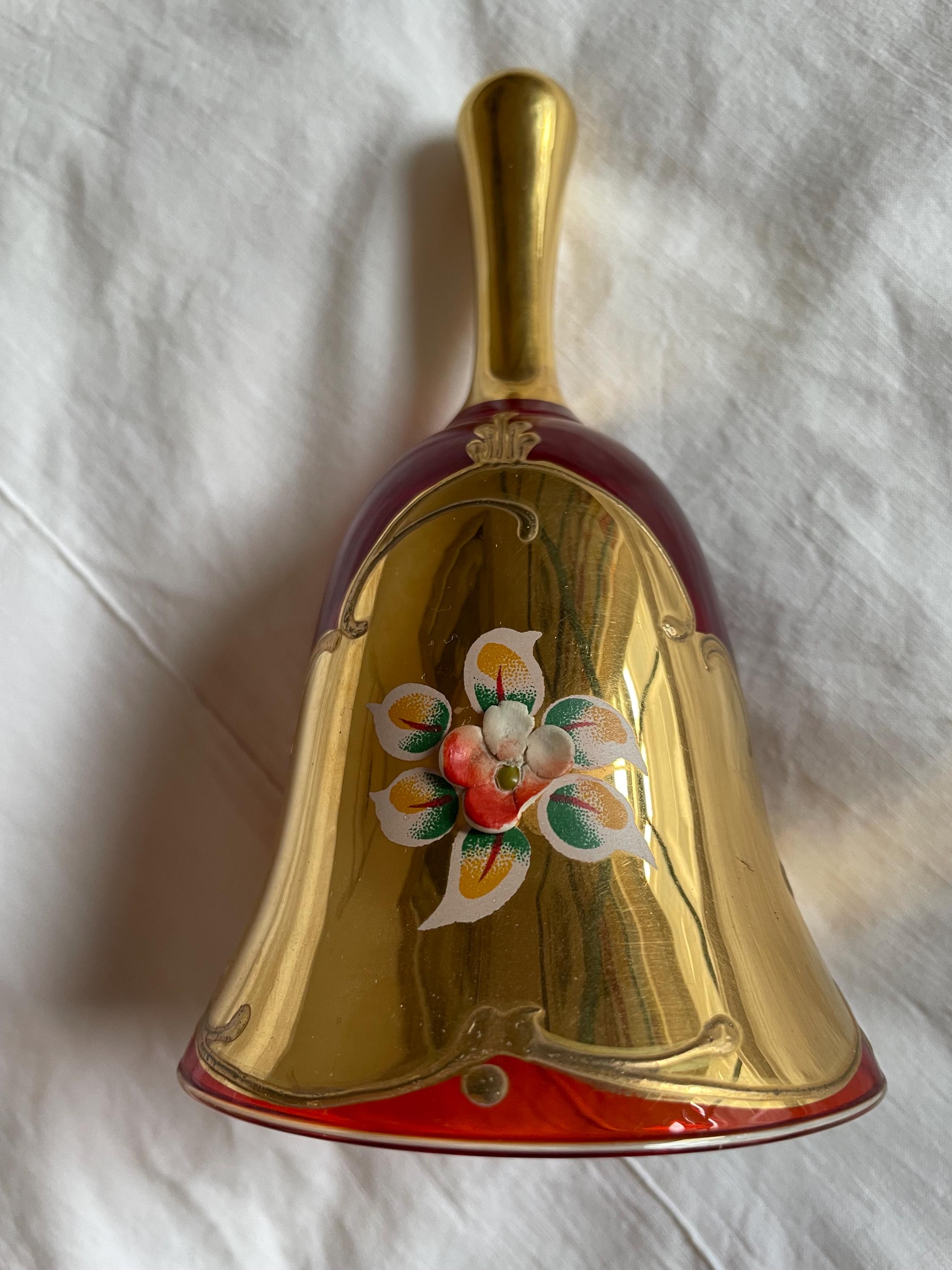 Gorgeous Red and Gold Murano Glass Bell - Etsy