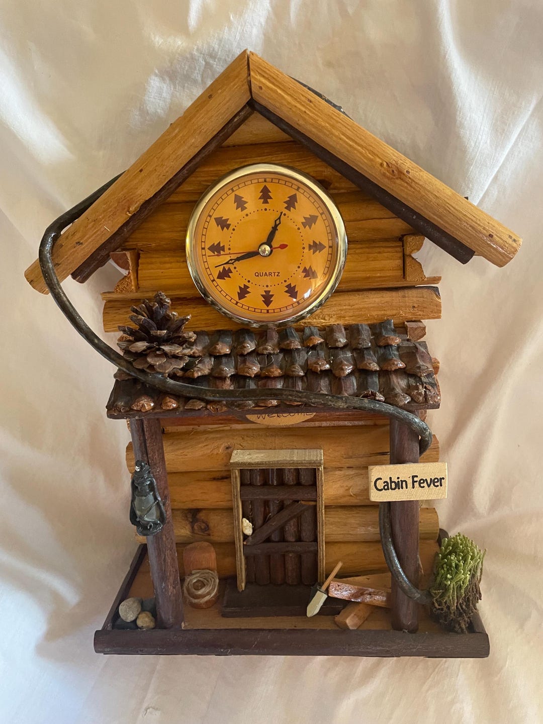 Vintage Log Cabin Clock Wooden - Etsy