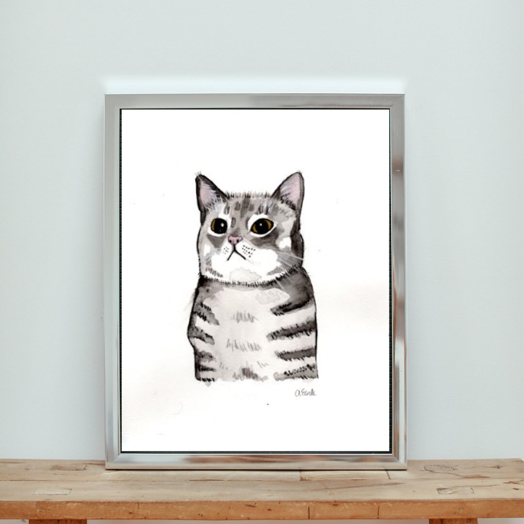 Tabby Cat Digital Download | Wall Arr | Cat Wall Decor | Cat Portrait ...