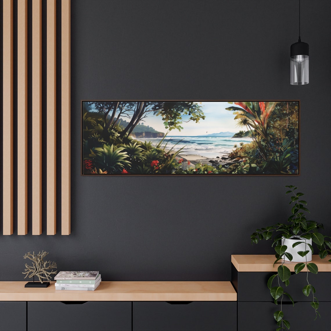 Costa Rica Framed Canvas, Tropical Jungle Ocean Canvas Wall Print ...