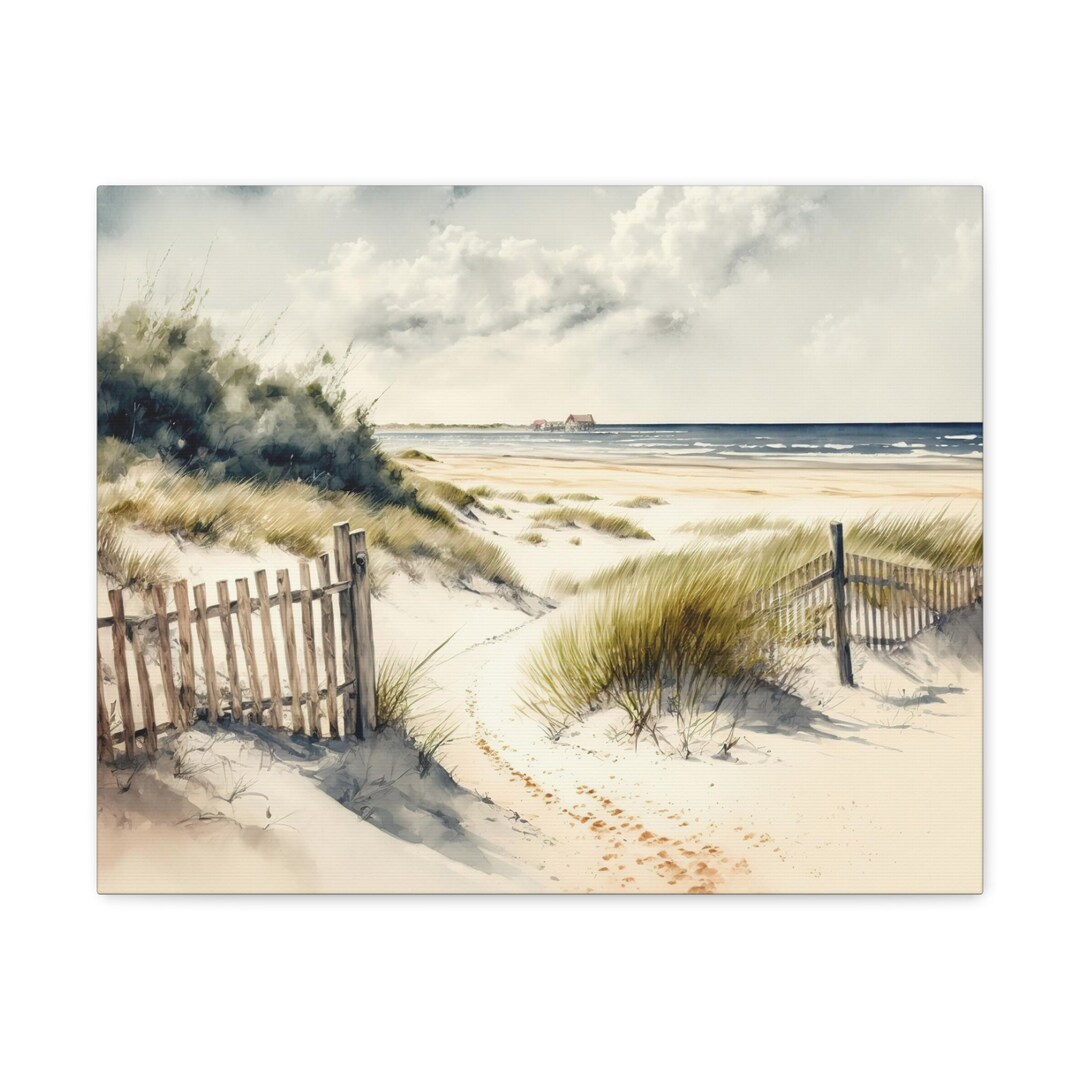 Cape Cod Beach Days Wall Art, Water Color Landscape Painting on Canvas ...