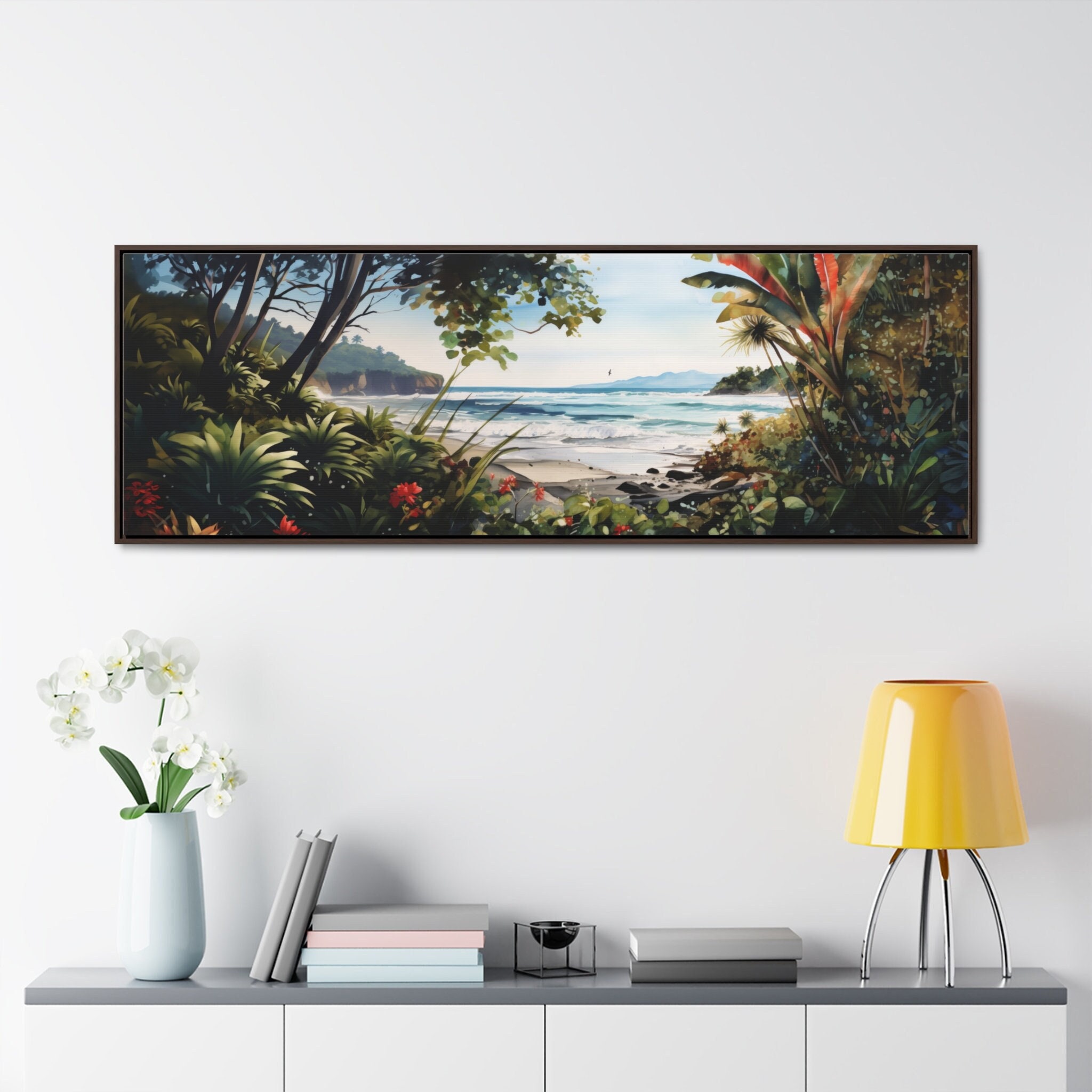 Costa Rica Framed Canvas, Tropical Jungle Ocean Canvas Wall Print ...