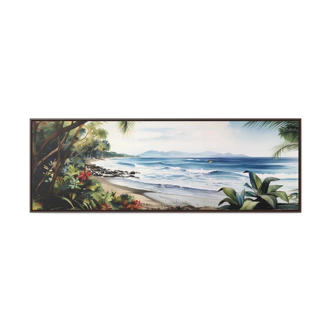 Surfing Paradise Tropical Jungle Ocean Print, Surf Beach Wall Art Print ...