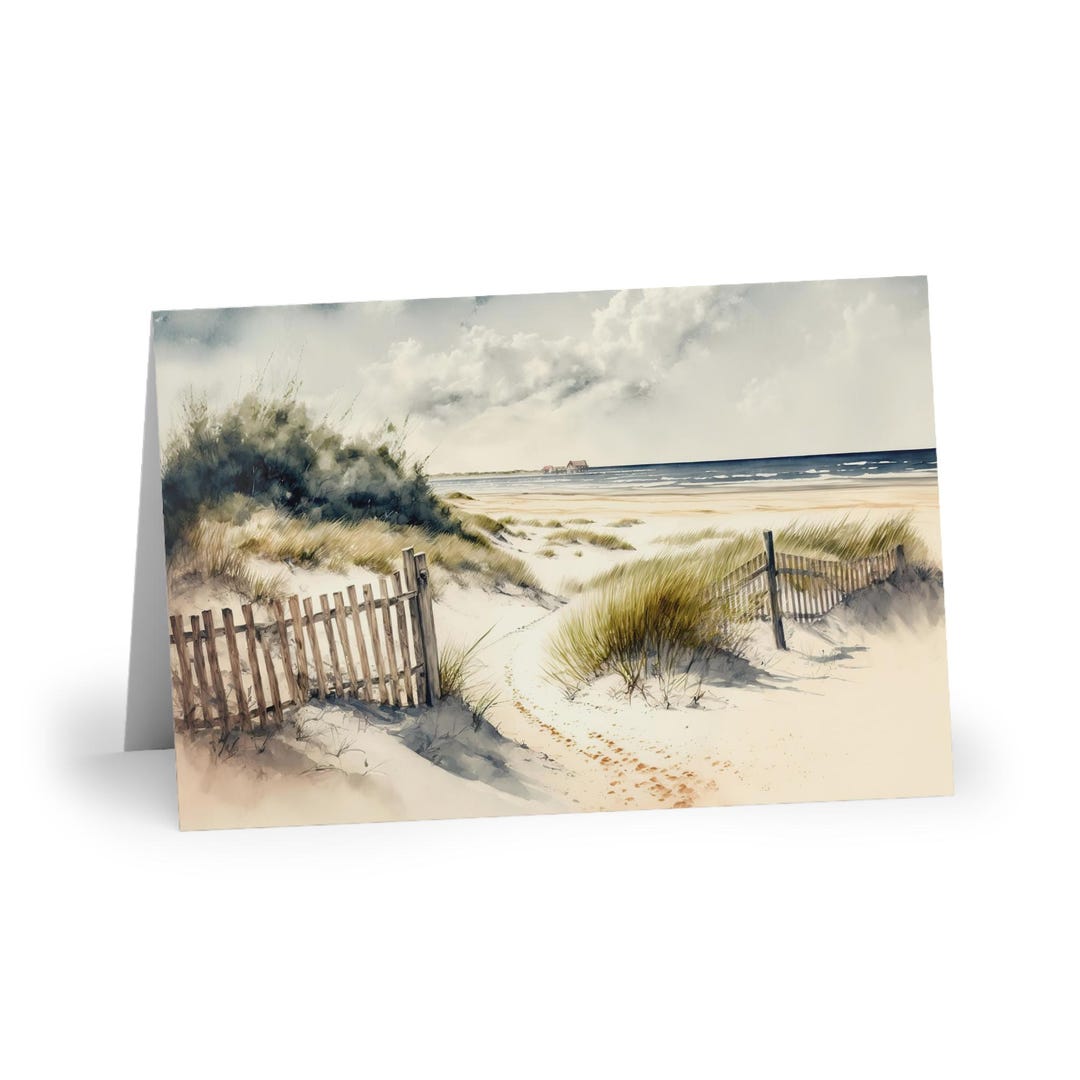Blank Greeting Cards, Cape Cod Beach Design, Seashore Stationery Set ...