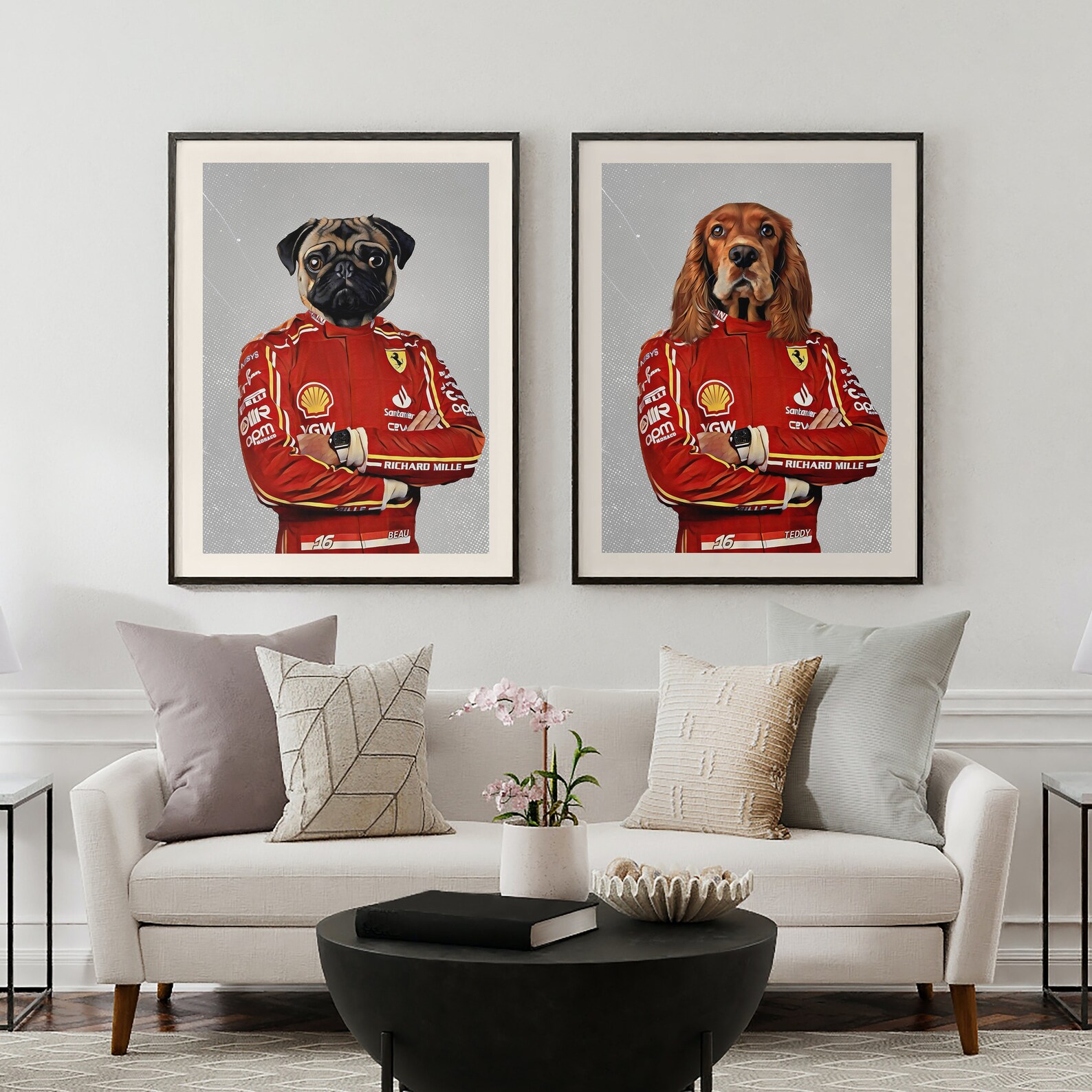 2024 Scuderia Ferrari F1 Driver Team Funny Pet Custom Portrait From ...