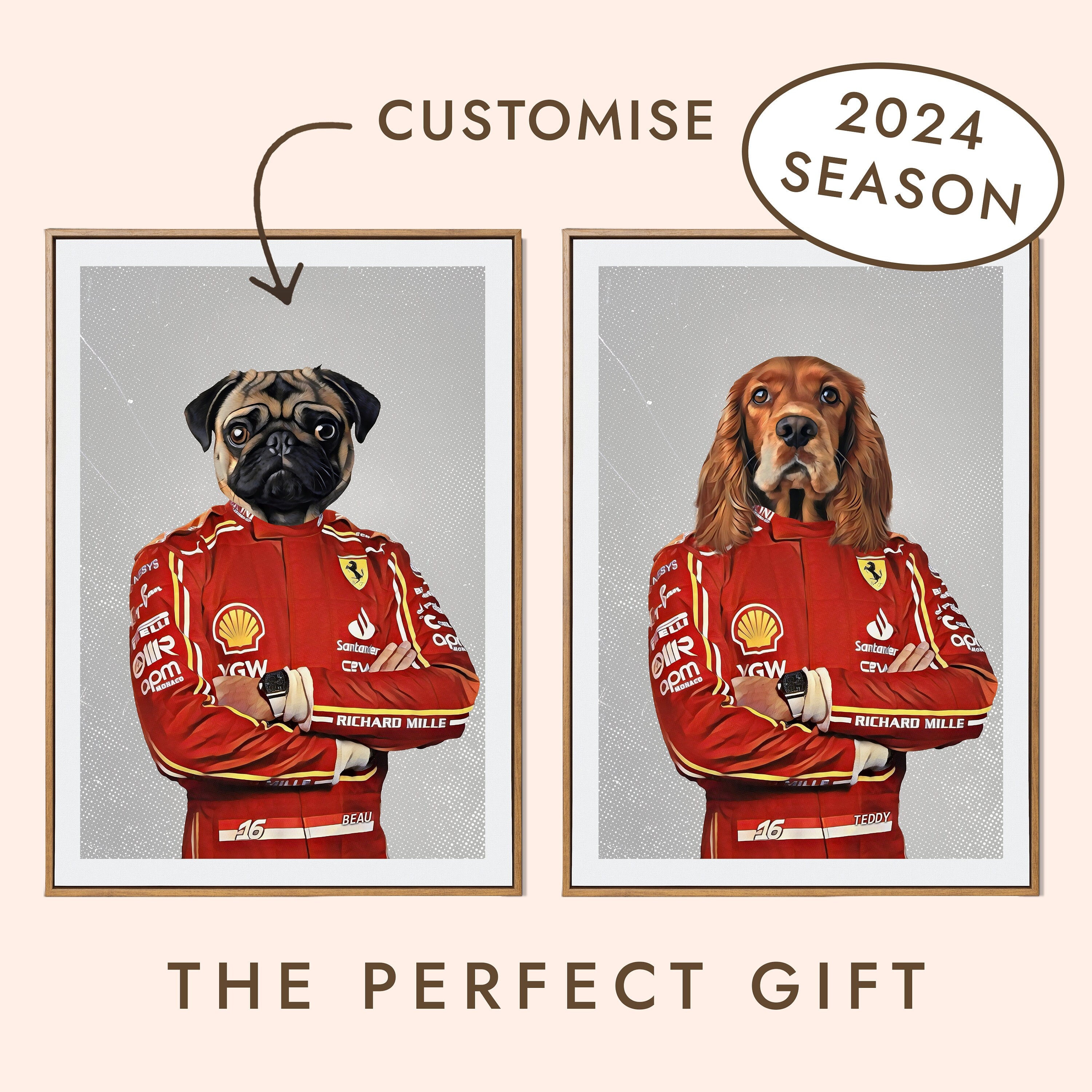 2024 Scuderia Ferrari F1 Driver Team Funny Pet Custom Portrait From ...