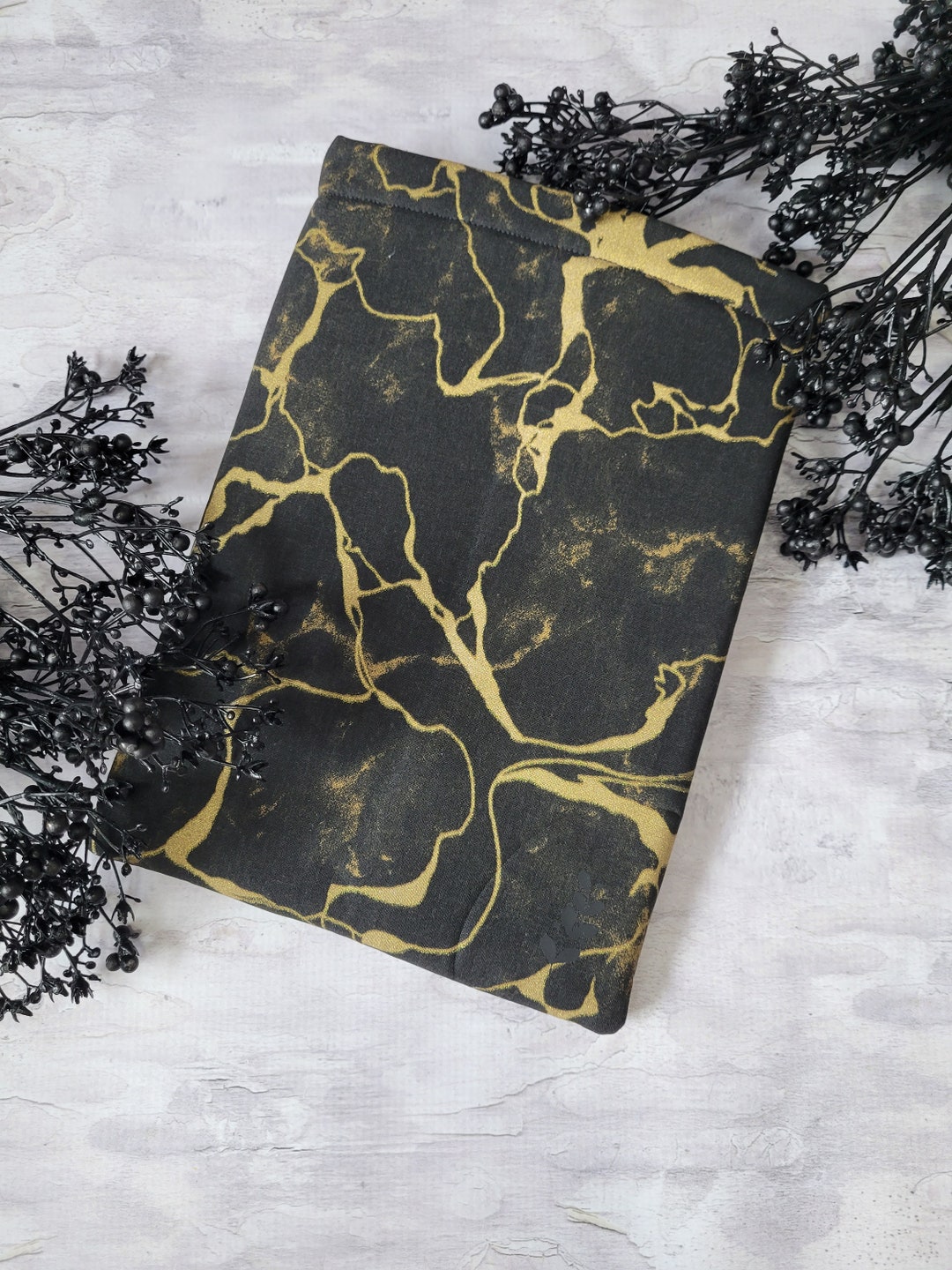 Black Marble With Gold Metallic Book Sleeve - Etsy