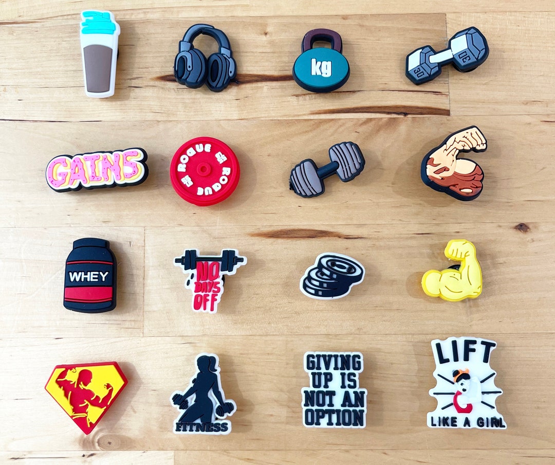 Gym Themed Croc Charms, Fitness Shoe Charm, Workout Shoe Clips, Gift ...