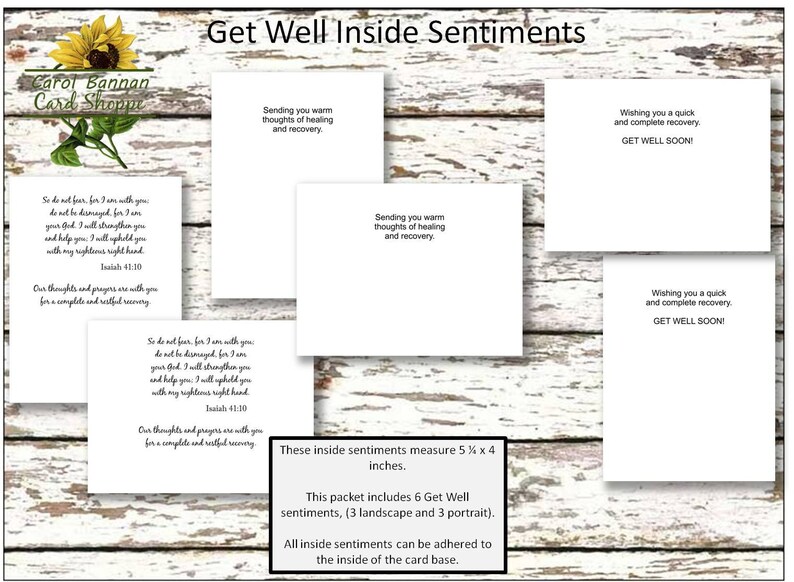 Get Well Inside Sentiments Greeting Card Landscape Portrait - Etsy