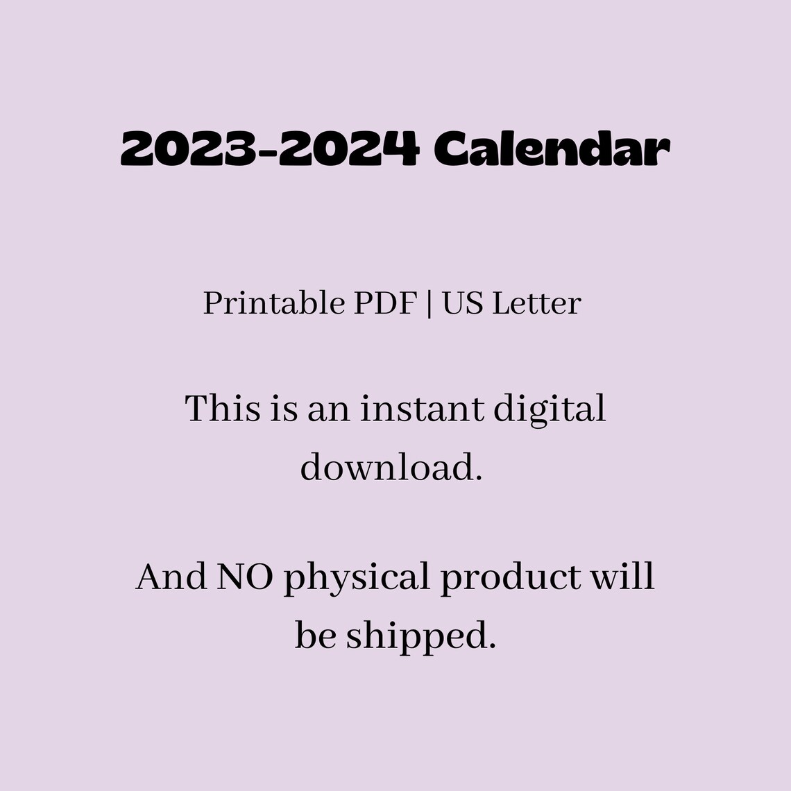 2023-2024 Calendar, Printable, Minimal Simple Calendar, 11 X 8.5 Inches ...