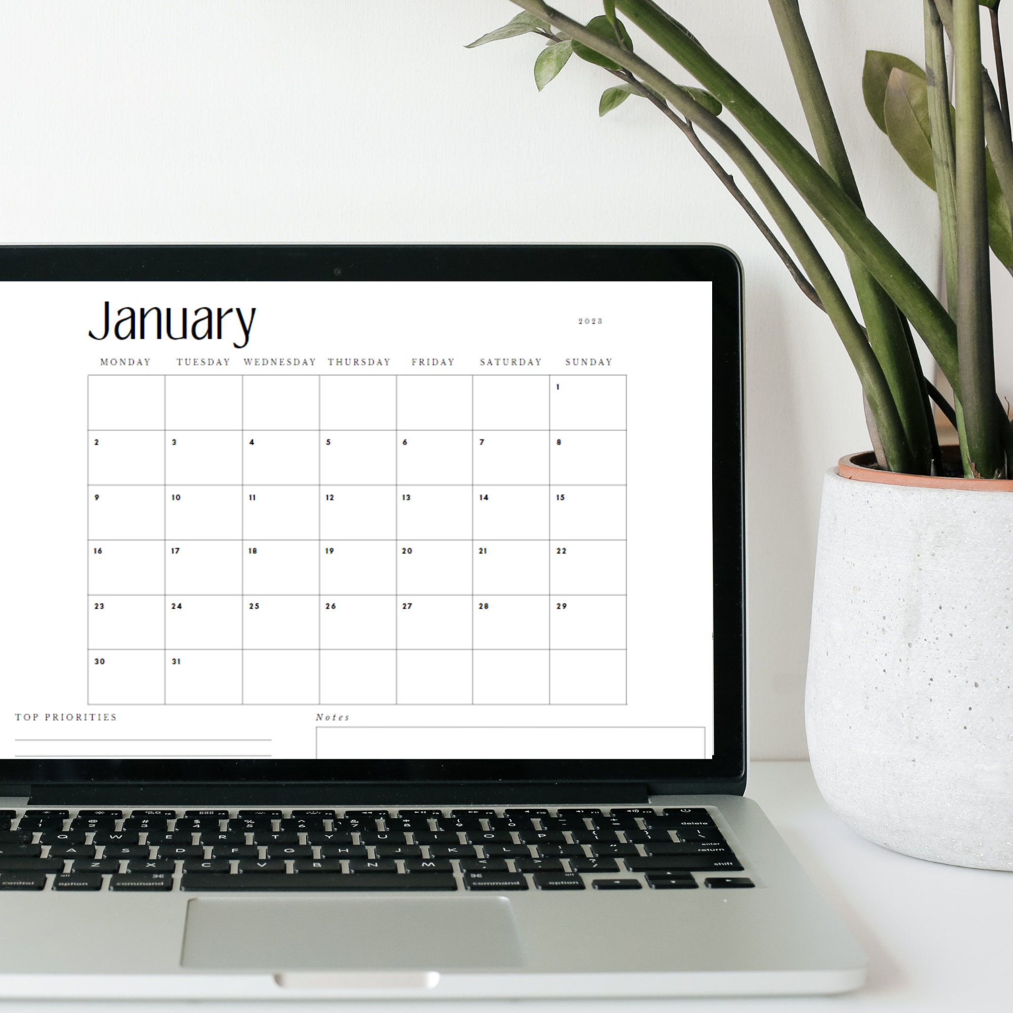 2023 Calendar, Printable, Minimal Simple Calendar, Monday Start, 11 X 8 ...