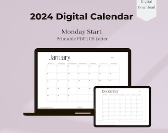 2023-2024 Calendar, Printable, Minimal Simple Calendar, 11 X 8.5 Inches ...