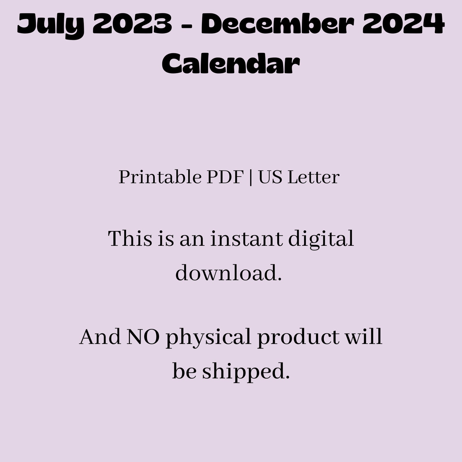 2023-2024 Calendar, Printable, Pastel 18 Month Simple Calendar, 11 X 8. ...
