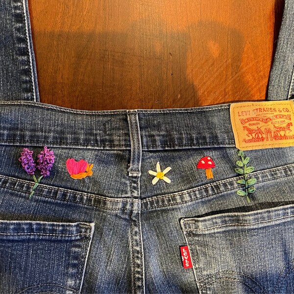 Embroidered Jeans - Etsy
