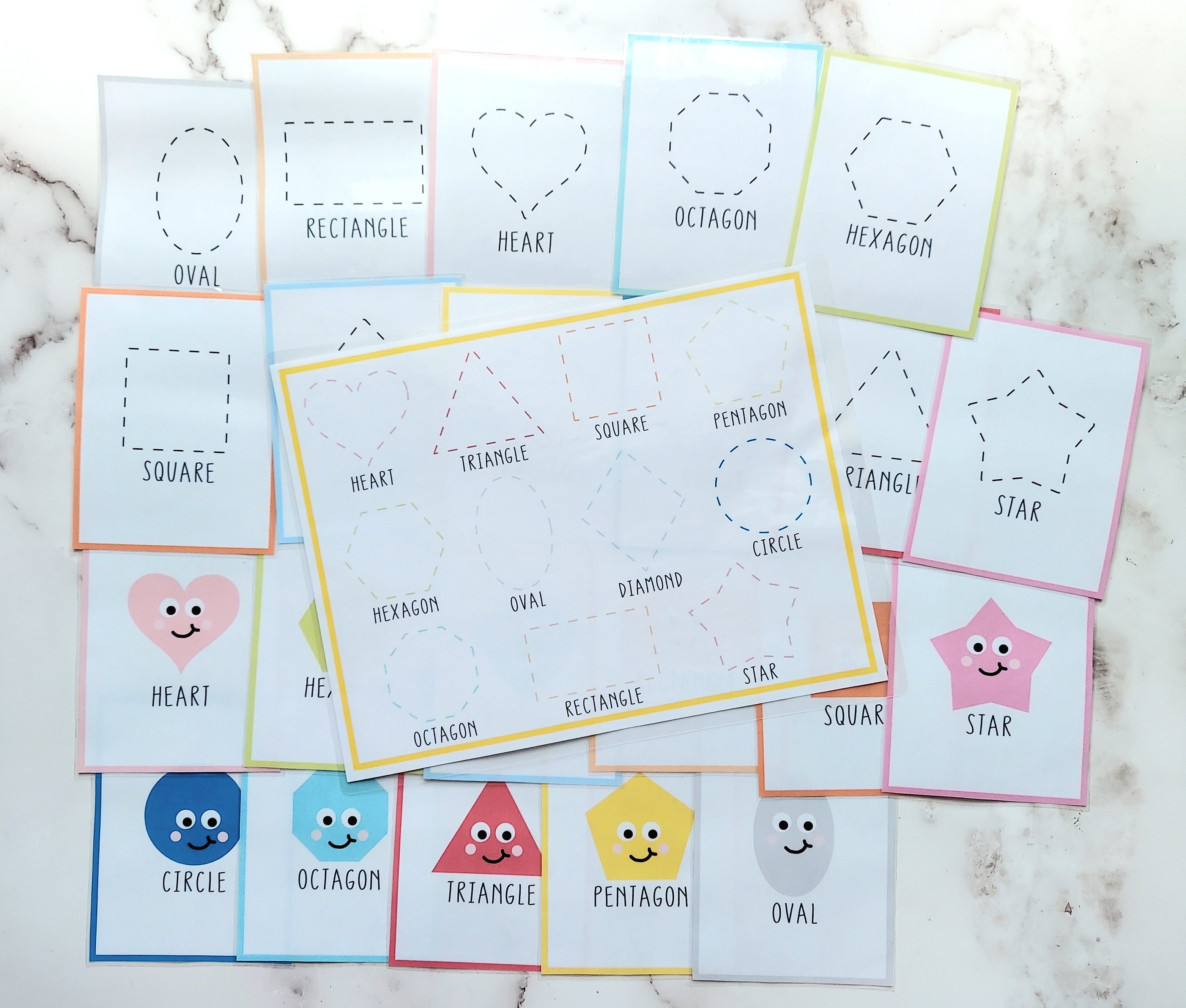 Shape Flash Cards Numbers - Recognition and Tracing - Early Learning ...