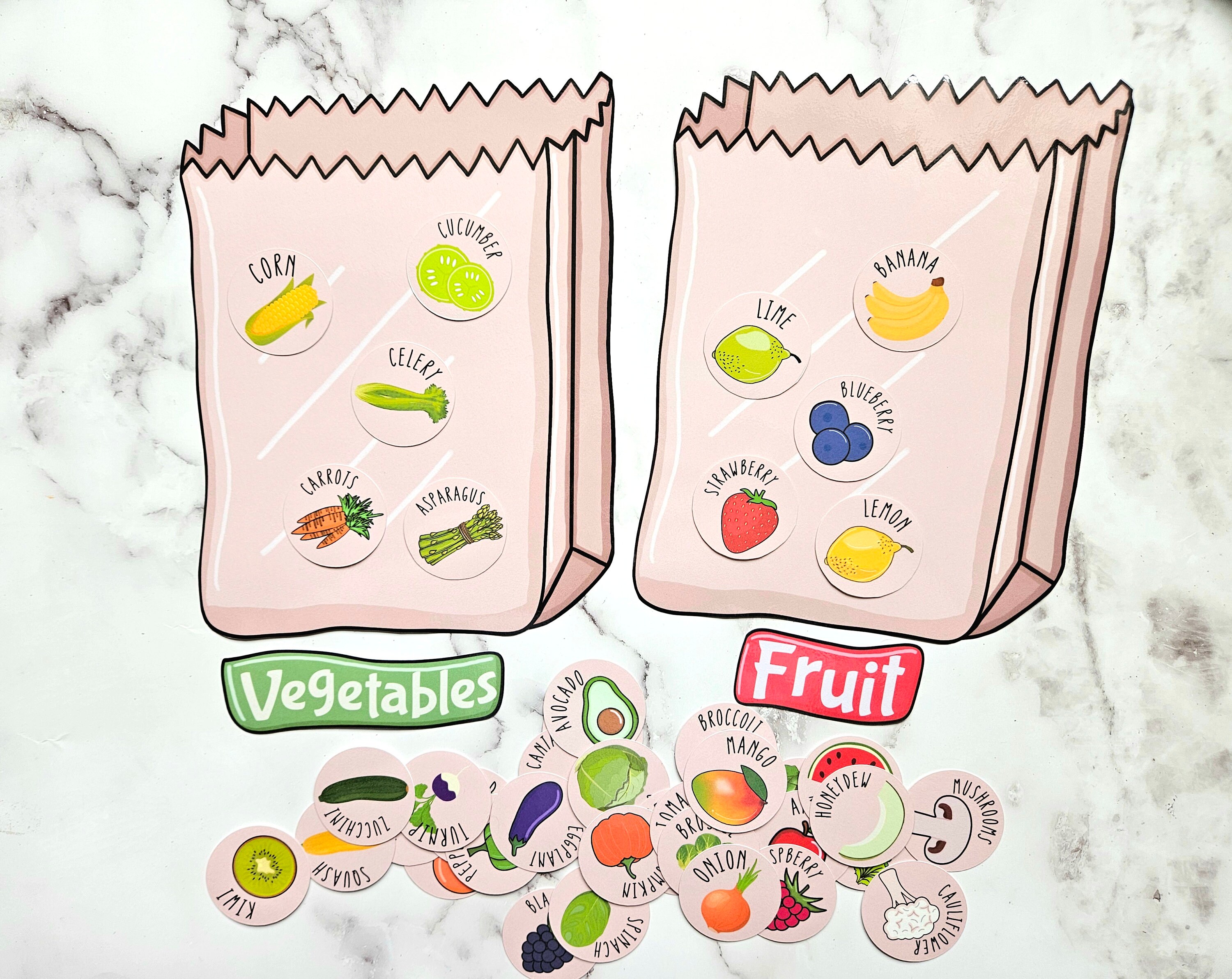 Fruit and Vegetable Sort - Preschool Learning- Digital Download - Etsy