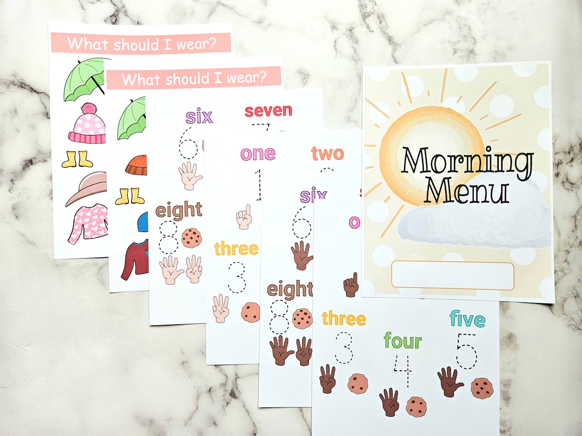 Preschool Morning Menu Pages - Sunshine - Preschool Learning - Digital ...