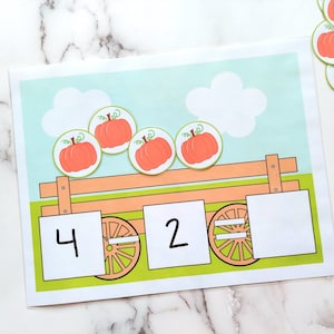 Pumpkin Math Mats - Addition - Subtraction - Early Learning - Preschool ...