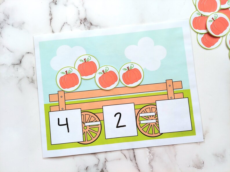 Pumpkin Math Mats - Addition - Subtraction - Early Learning - Preschool ...