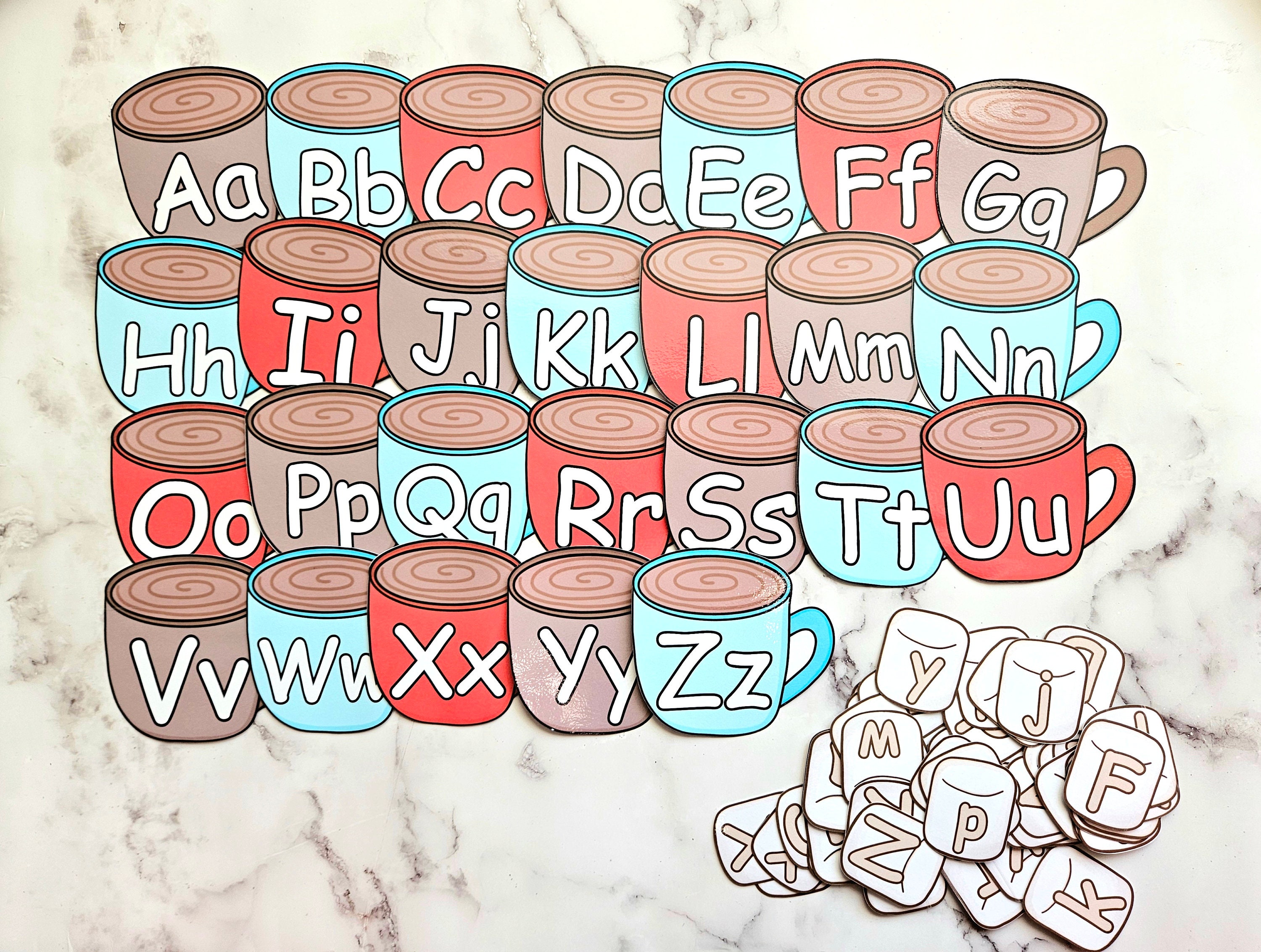 Hot Cocoa Alphabet Matching Game: Upper & Lower Case Letters (digital ...
