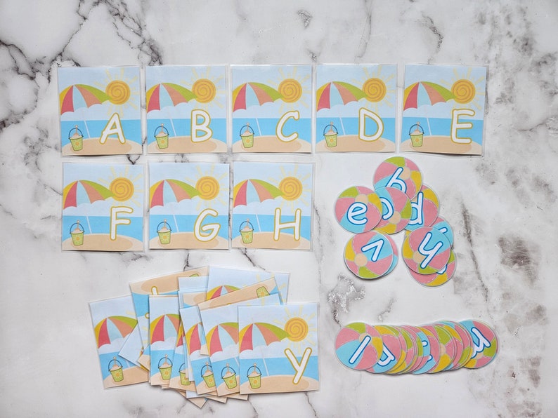 Beach Ball and Umbrella Alphabet Matching - Upper Case and Lower Case ...