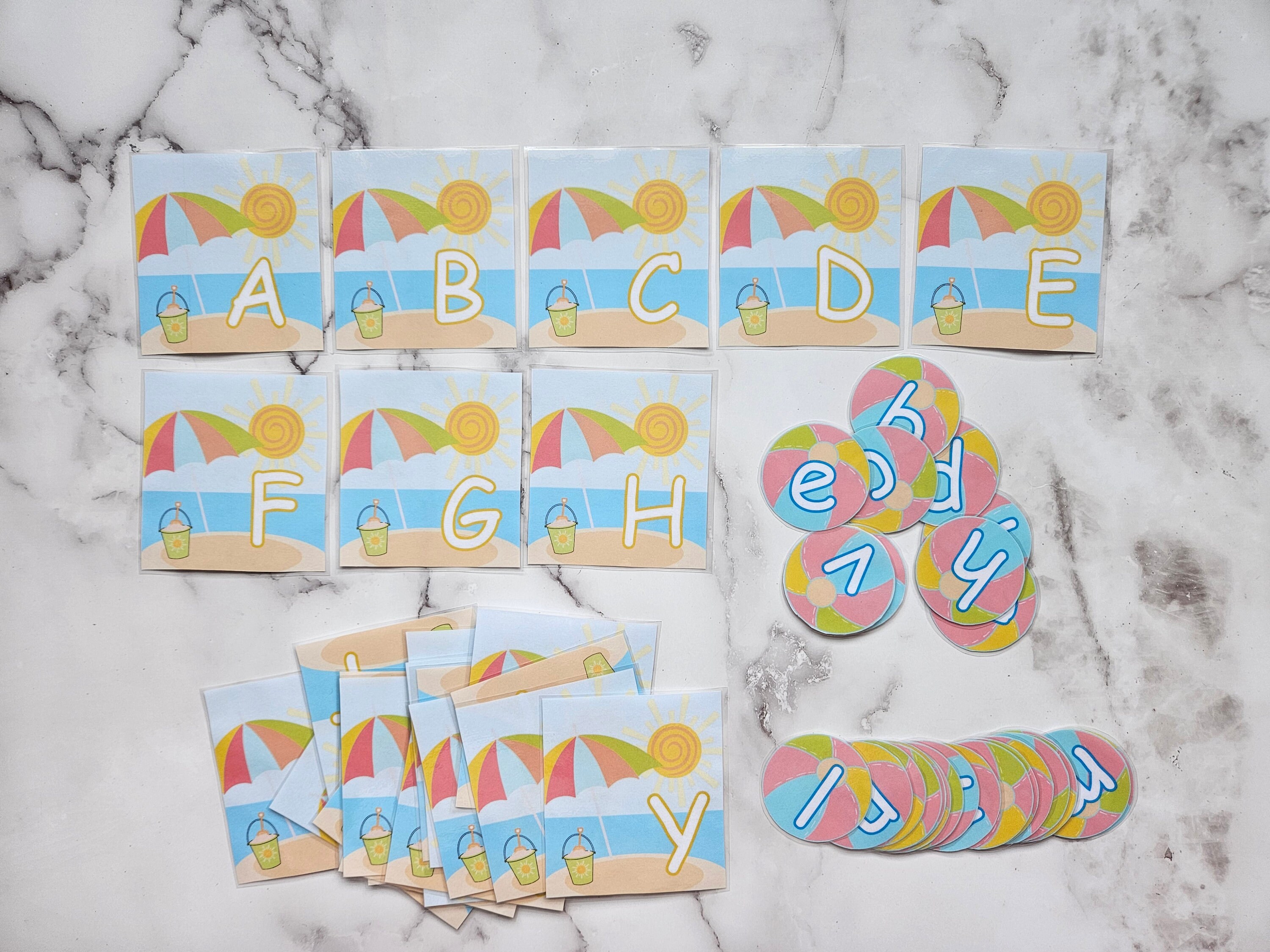 Beach Ball and Umbrella Alphabet Matching - Upper Case and Lower Case ...