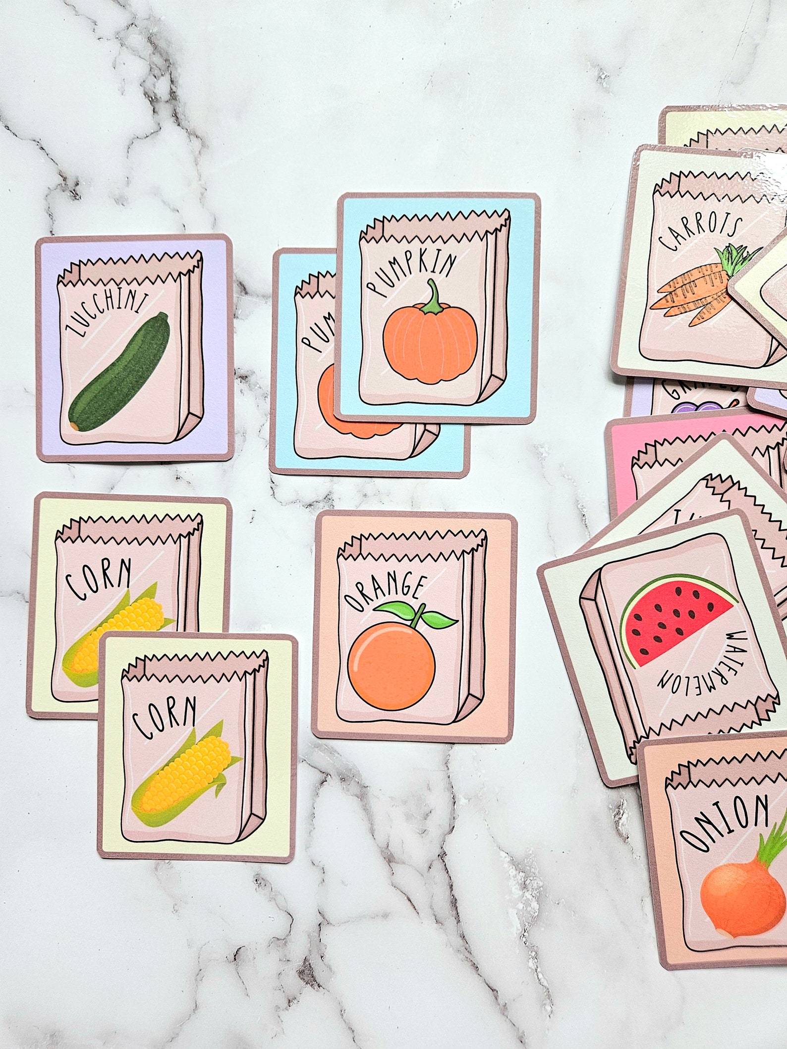 Fruit and Vegetable Matching and Memory Game - Preschool Learning ...