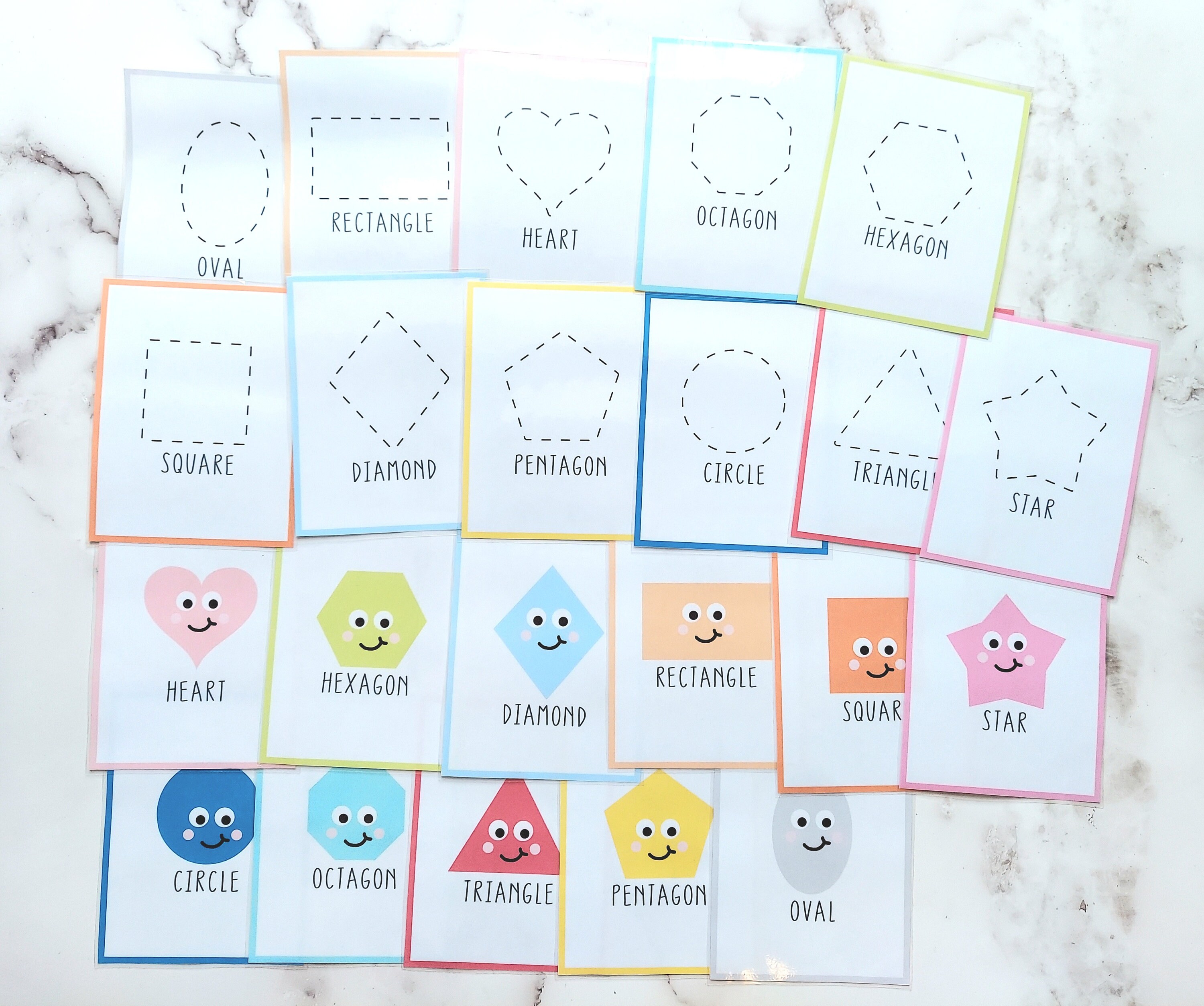 Shape Flash Cards Numbers - Recognition and Tracing - Early Learning ...