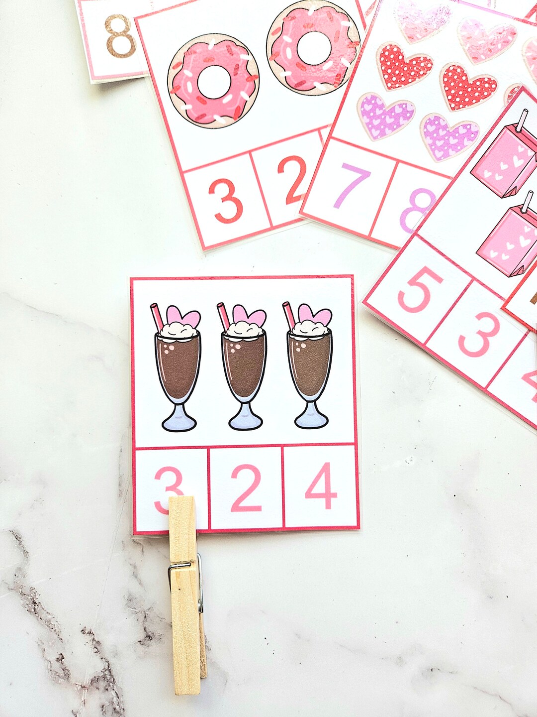 Counting Clip Cards Valentine - Number Recognition - Early Learning ...
