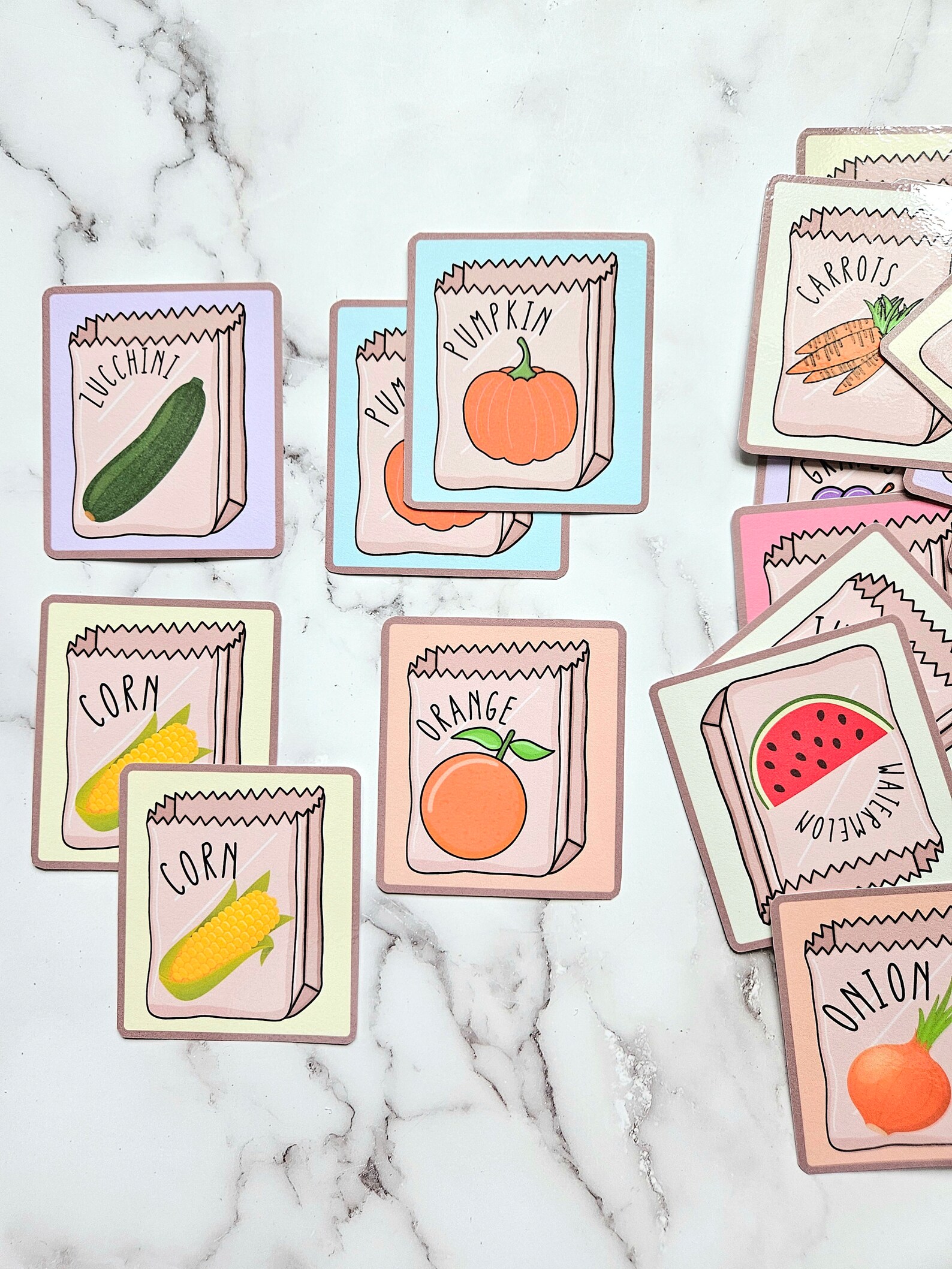 Fruit and Vegetable Matching and Memory Game - Preschool Learning ...