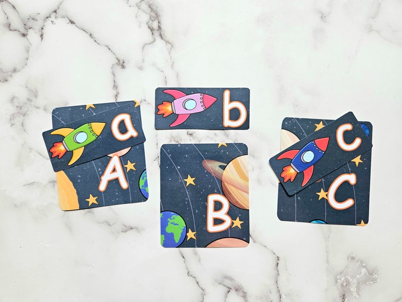 Planets & Rockets Alphabet Matching Game: Space Theme (digital Download ...