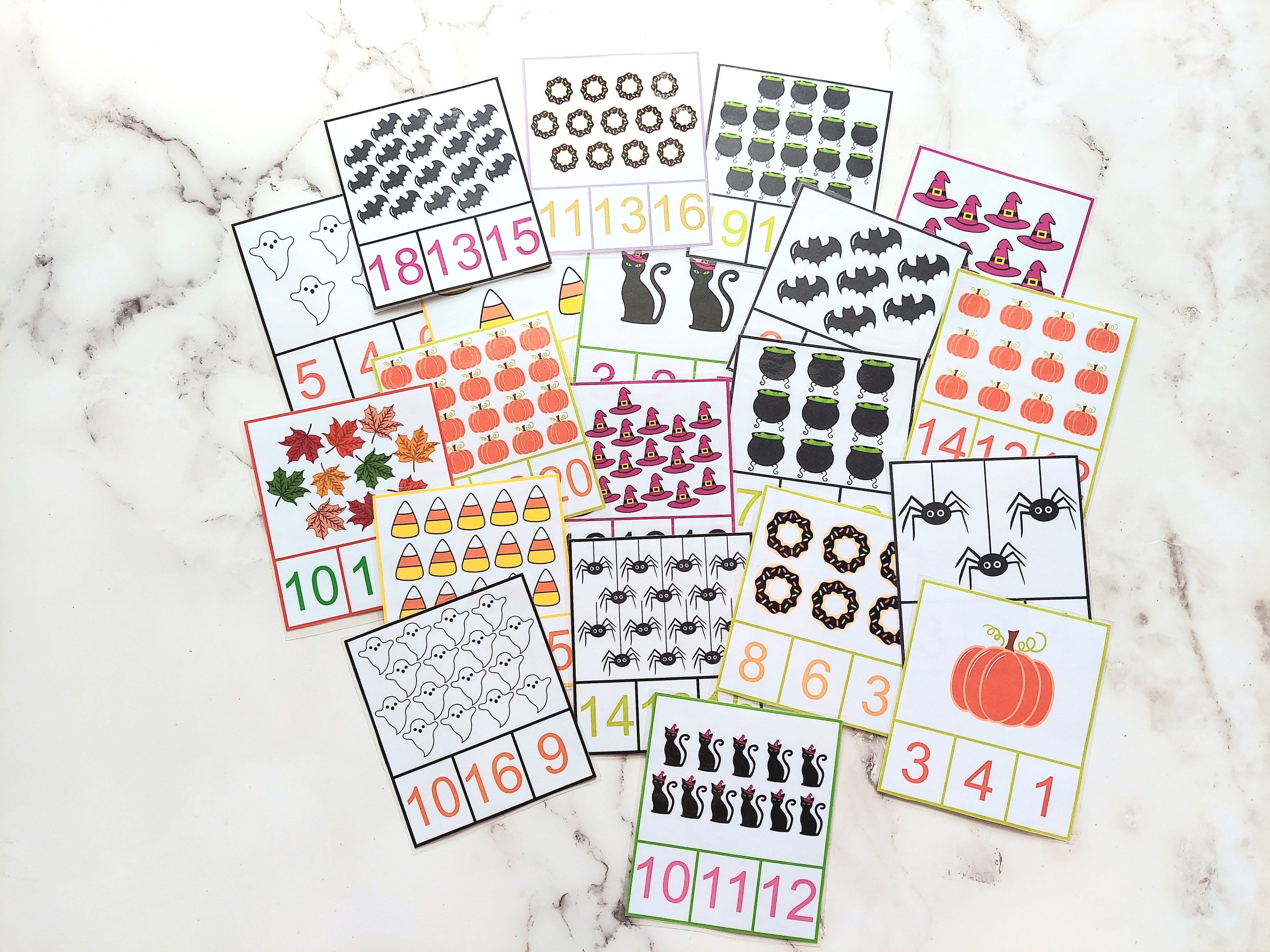Counting Clip Cards Halloween Themed - Number Recognition - Early ...