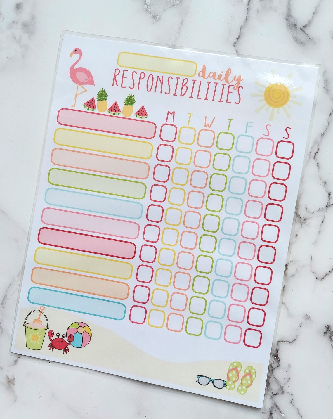 Responsibility Chart Checklist Kids Summer Chore Chart Printable ...