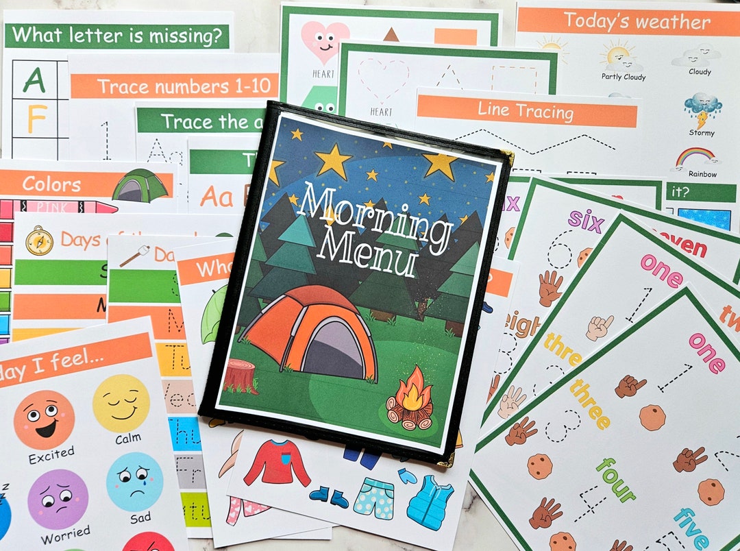 Camping Morning Menu Pages - Summer Preschool Learning - Digital ...