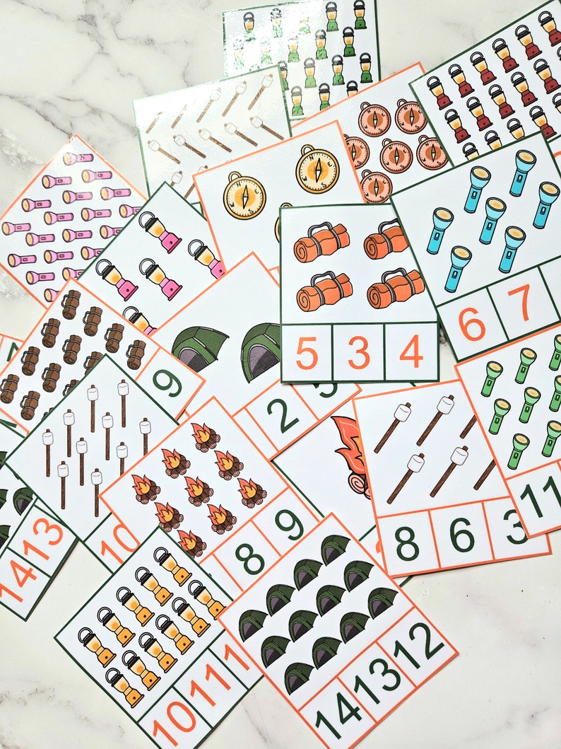 Camping Themed Clip Cards - Summer - Number Recognition - Early ...