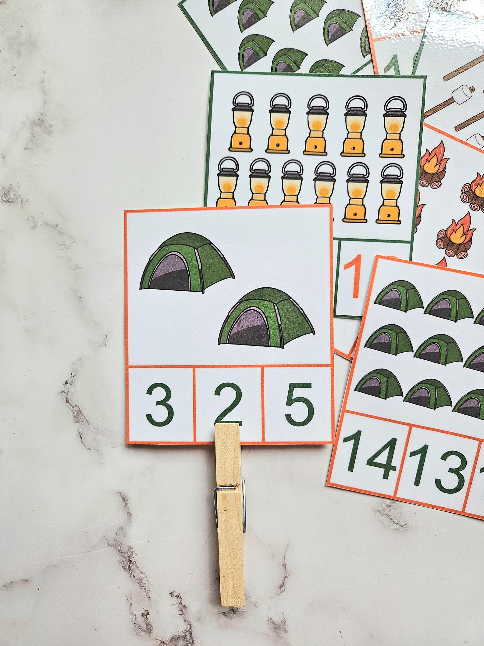 Camping Themed Clip Cards - Summer - Number Recognition - Early ...