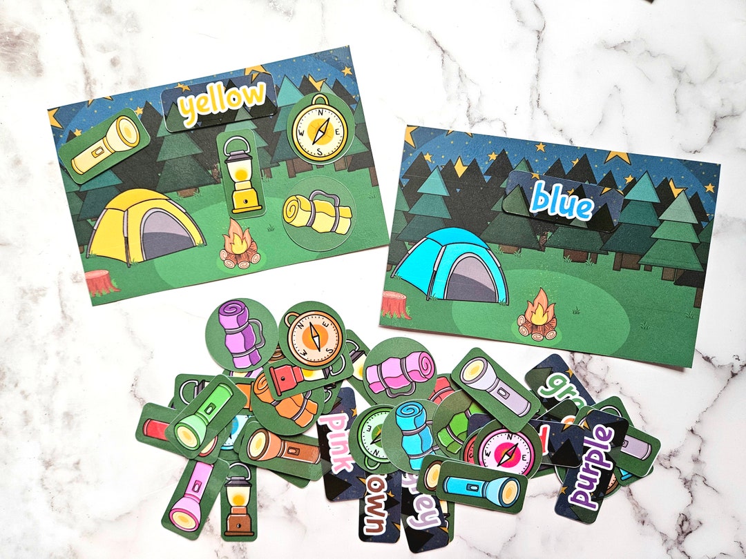 Camping Themed Color Matching Mats - Summer Early Learning - Preschool ...