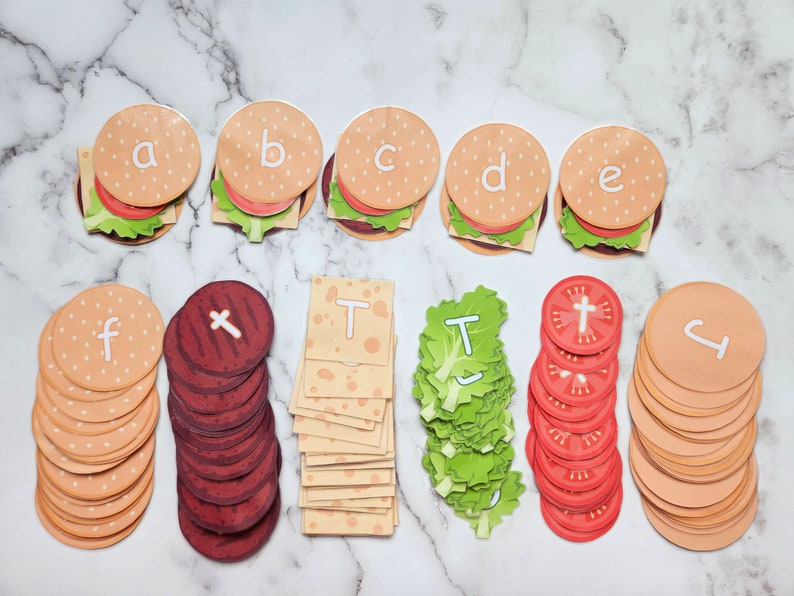 Burger Building Alphabet Matching - Upper Case and Lower Case Letters ...