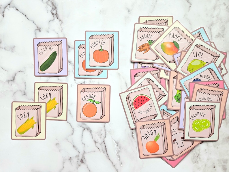 Fruit and Vegetable Matching and Memory Game - Preschool Learning ...