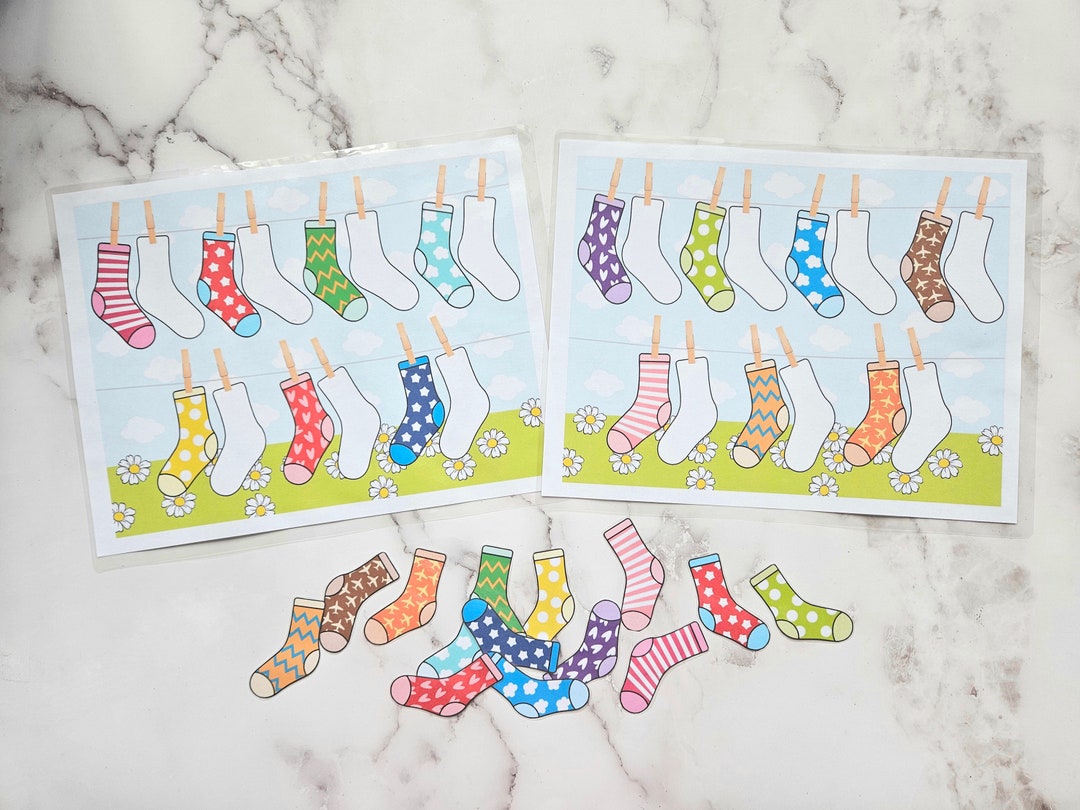 Clothes Line Sock Color Matching - Pattern Matching - Early Learning ...
