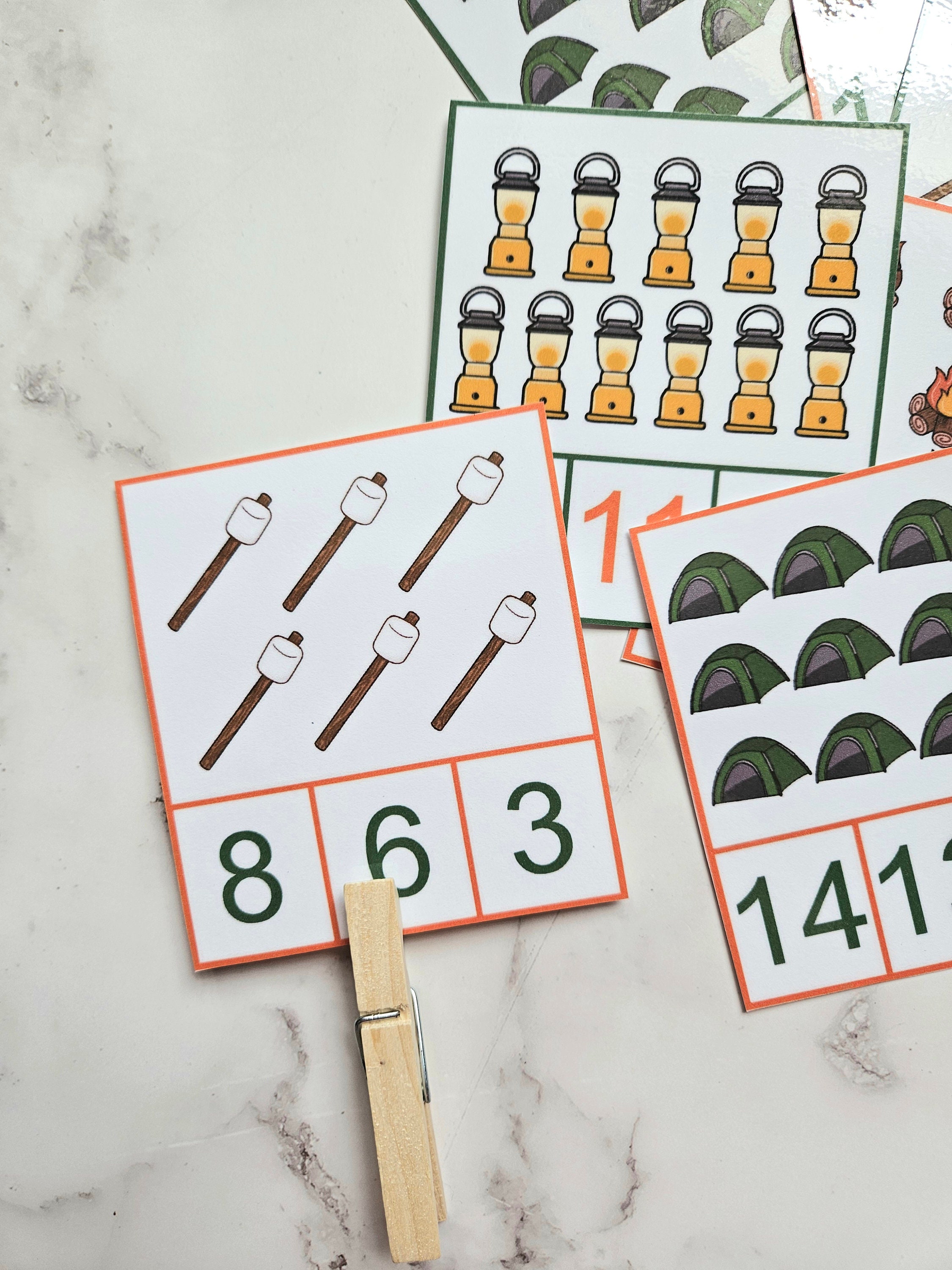 Camping Themed Clip Cards - Summer - Number Recognition - Early ...